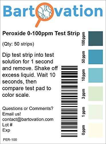 Hydrogen Peroxide H2O2 Test Strips, Low Level, 0-100 ppm [Vial of 100 ...