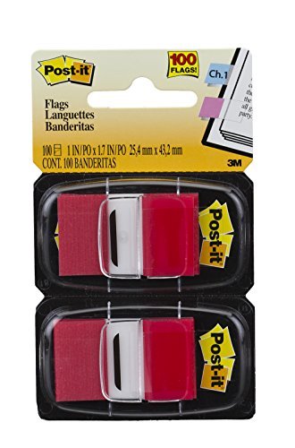 Post-It Flags, Red, 1-Inch Wide, 50/Dispenser, 2-Dispensers/Pack ...