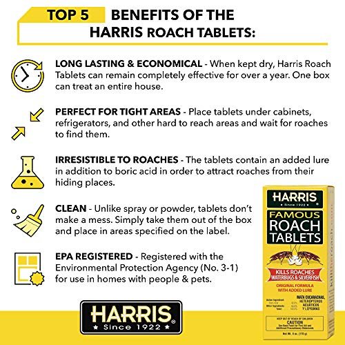 Harris Roach Tablets, Boric Acid Roach Killer with Lure, Alternative to ...