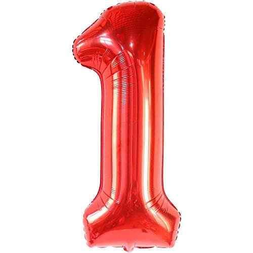 Giant, Red 1 Balloon for First Birthday - 40 Inch | Red Number 1 ...