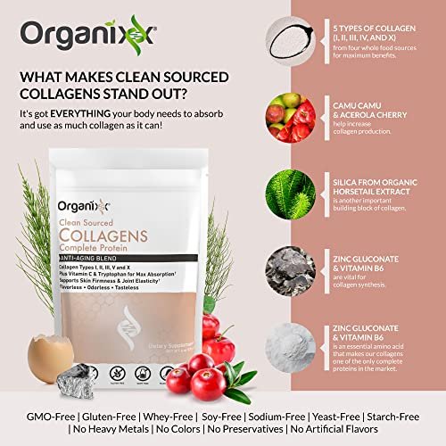 Organixx Clean Sourced Collagen Powder, Hydrolyzed Protein Powder ...