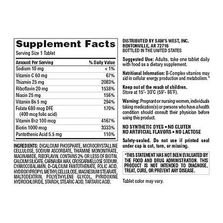Member'S Mark Super B-Complex With Biotin Vitamin B And Vitamin C (1 ...