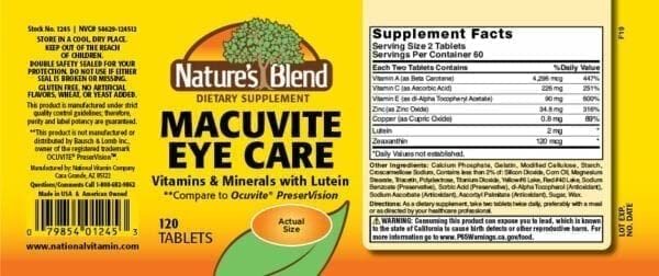 Nature'S Blend Macuvite Eye Care 120 Tablets - Imported Products from ...