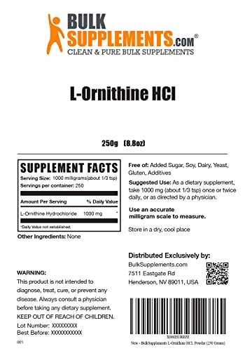 Bulksupplements.Com L-Ornithine Hcl Powder - L-Ornithine Hydrochloride ...
