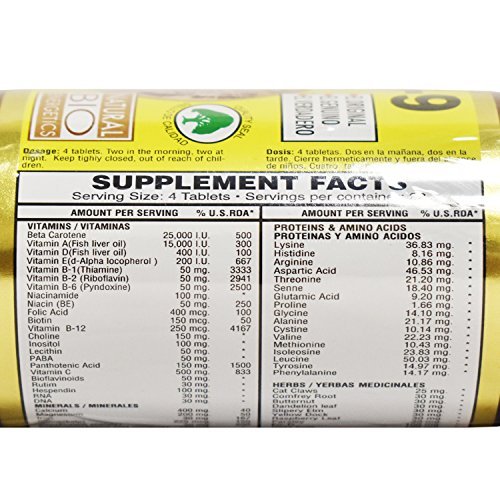 Kh 9 Multivitamin Tablets Natural Bio Energetics Mineral Herb Amino ...