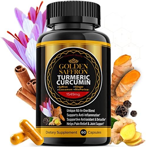 Golden Saffron Turmeric Curcumin Supplement With Bioperine, Saffron ...