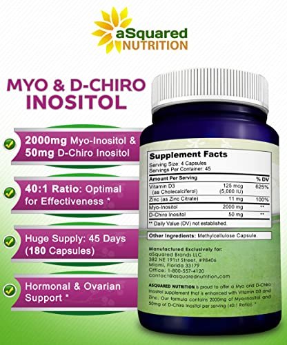 Asquared Nutrition Myo-Inositol & D-Chiro Inositol Supplement - 180 ...