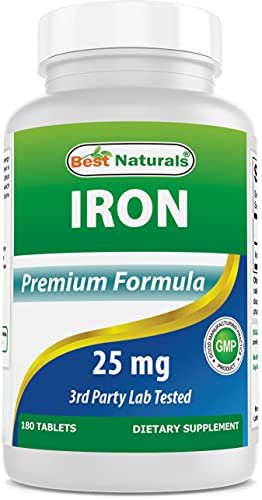 Best Naturals Iron Supplement (Iron Bisglycinate) - 25Mg - 180 Tablets ...