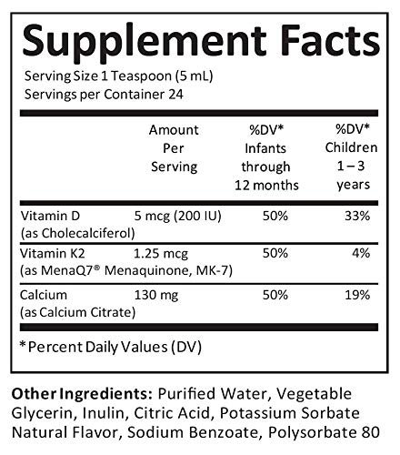 Kiddivit Baby Calcium Liquid Drops With Vitamin D3 & K2-24 Daily ...