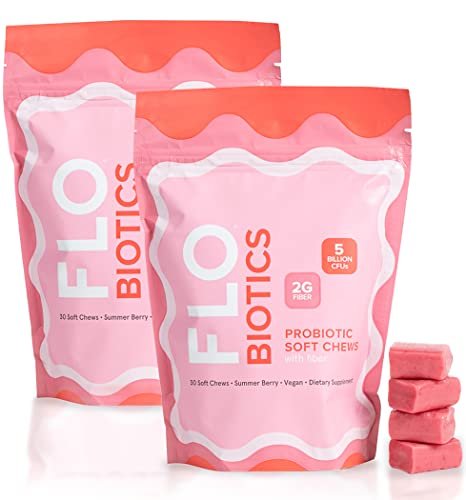 Flo-Biotics Chewable Probiotics For Women Soft Chews With Fiber Vegan ...