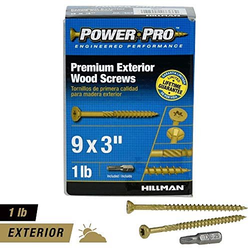 Power Pro 48600 Wood Screws, #9 x 3", Premium Outdoor Deck Screws, Rust ...