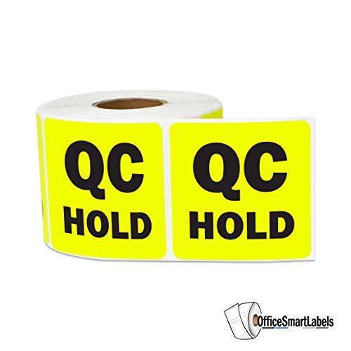 QC Hold Stickers - 2 x 2 Inch Square Fluorescent Yellow Color Coding QC ...