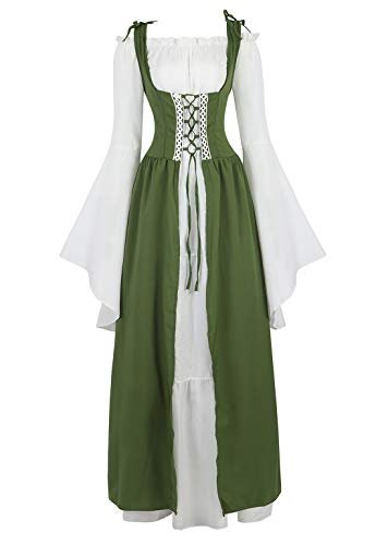Parlsdy Womens Renaissance Cosplay Costume Medieval Irish Over Dress ...