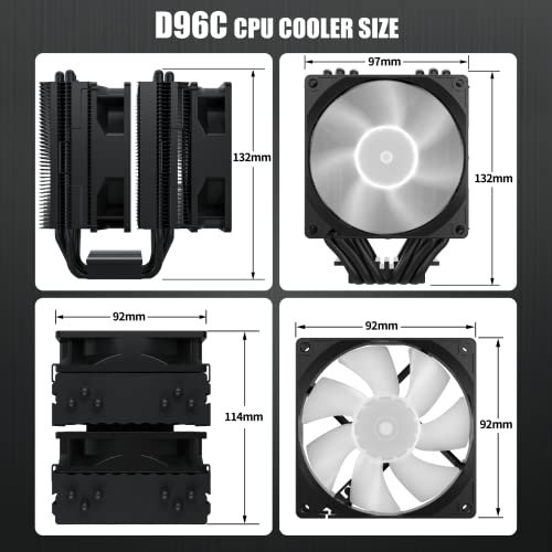 upHere D96C CPU Air Cooler,Dual-Tower with Dual 92mm 5V ARGB & PWM Case ...