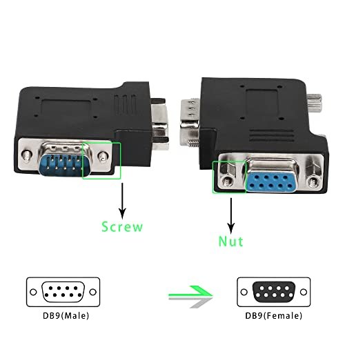 QIANRENON RS232 DB9 Male to Female 90 Degree Right Angle Adapter ...