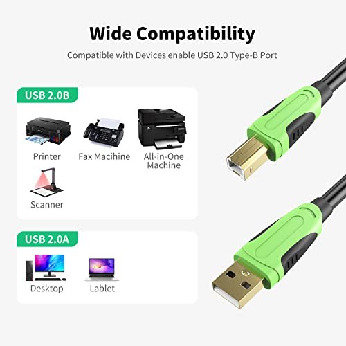 USB Printer Cable 30ft, XXONE USB Printer Cable Cord Type A-Male to B ...