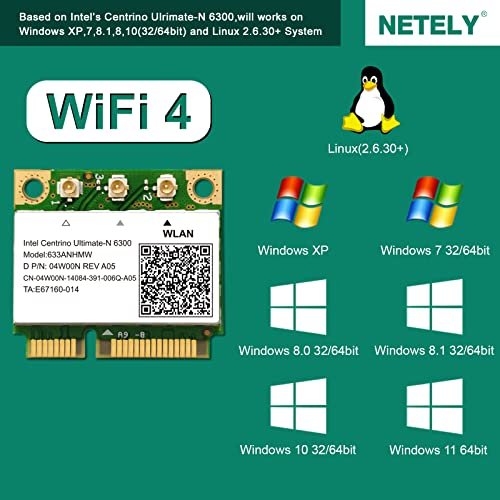 NETELY Wireless-N 6300 Mini-PCIE Interface WiFi Adapter-Intel Centrino ...