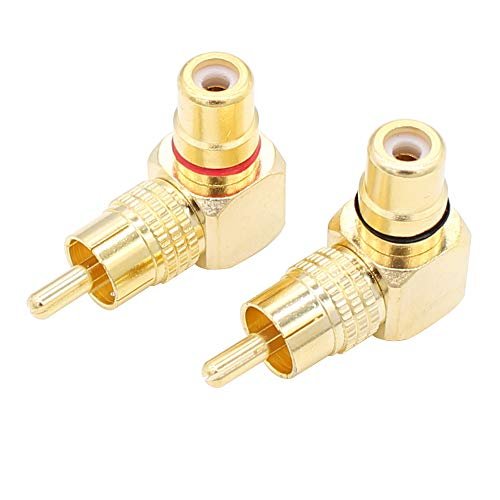 RCA Right Angle Adapter Gold-Plated 2-Pack 90 Degree RCA Adapter Plug ...