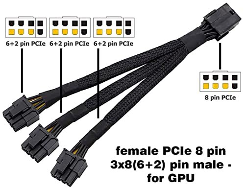 16 Awg, Pci-E 8Pin Pci Express Graphics Video Card Gpu Vga 8 Pin Female ...