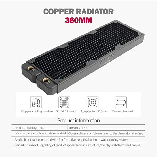 Dracaena 360Mm - 28Mm/1.1Inch Thick Computer Radiator, 14 Tubes Copper ...