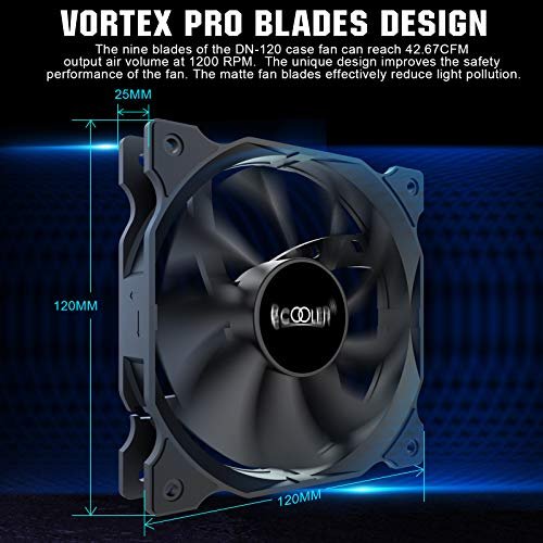 PCCOOLER 120mm Case Fan 3 Pack Dark Night Series, DN-120 High ...