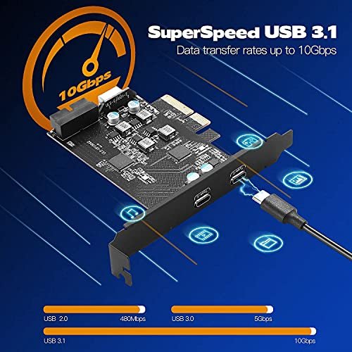 Yeeliya Usb C Pcie Card Superspeed 10Gbps With 2 Usb C And 2 Internal ...
