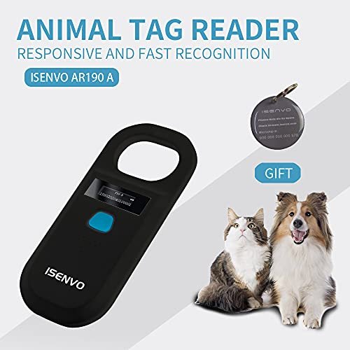 ISENVO Pet Microchip Scanner Rechargeable RFID EMID Micro Chip Reader ...