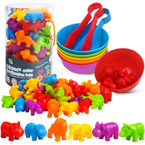 Counting Animals Toys Matching Game with Sorting Bowls Preschool ...