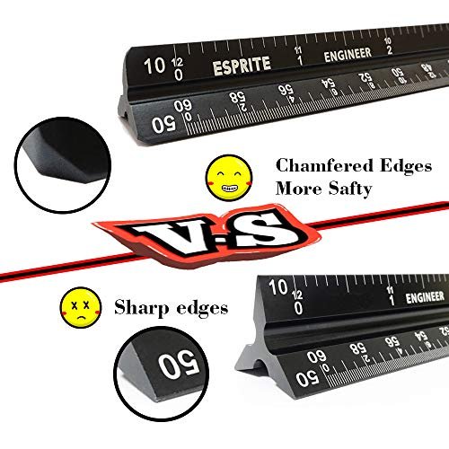 Vowcarol Architectural Scale Ruler, Engineering Scale and 12 inch Metal ...