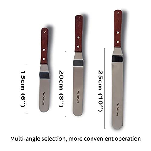Cake Decorating Angled Icing Spatula Set of 6 8 & 10 Inch Wooden Handle ...