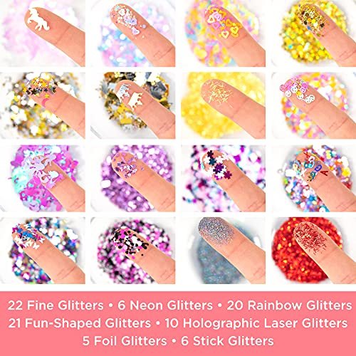 Horizon Group Usa Assorted Glitter 90 Pack, Includes Fine, Neon Glitter ...