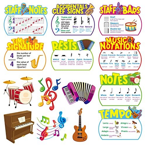 14 Pieces Music Classroom Posters Music Elements Bulletin Board Set ...