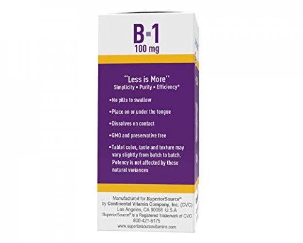 Superior Source Vitamin B1 (Thiamin), 100 Mg, Under The Tongue Quick ...