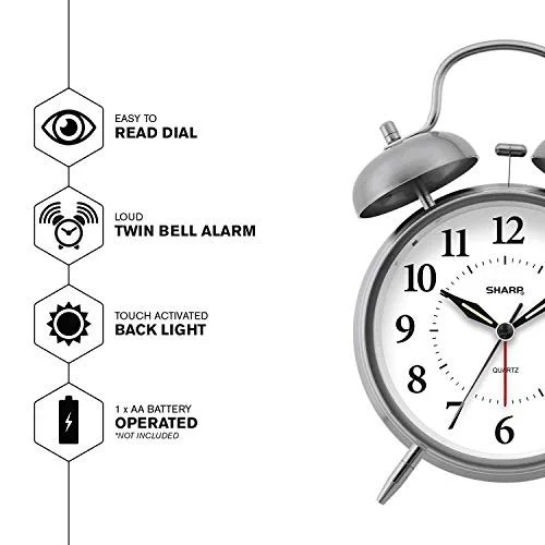 Sharp Spc800 Quartz Analog Twin Bell Alarm Clock (Silver) - Imported ...