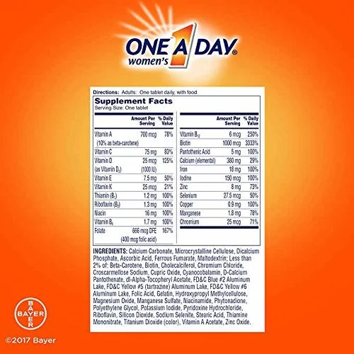 One-A-Day Women'S Formula Complete Multivitamin 300 Tablets Bone Health ...