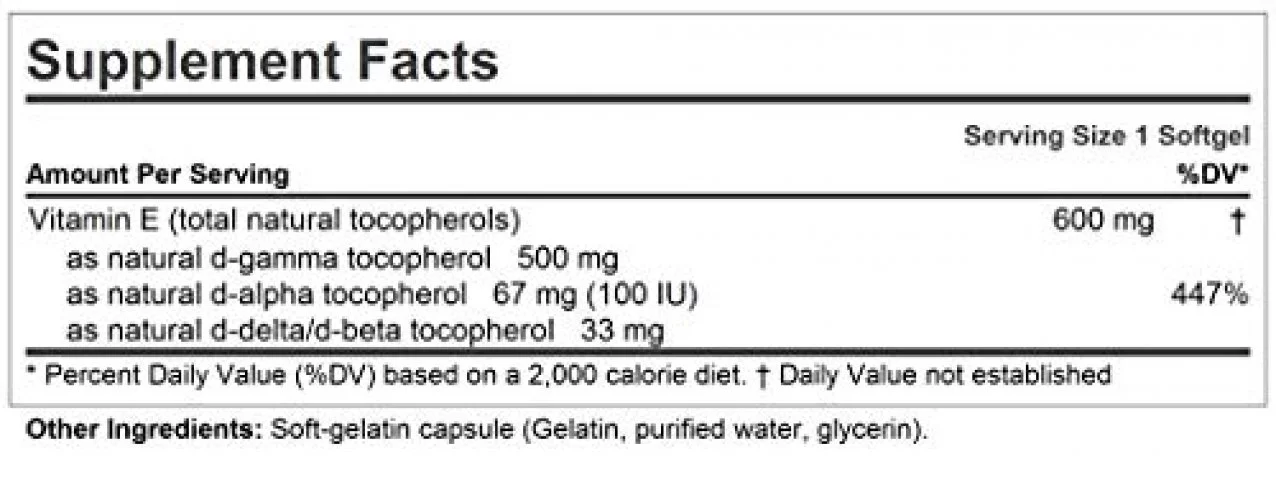 Andrew Lessman Ultimate Gamma Vitamin E 60 Softgels 500 Mg Gamma ...