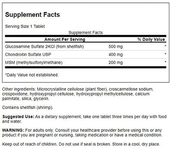 Swanson Glucosamine Chondroitin Msm (Methylsulfonylmethane) 3-In-1 ...