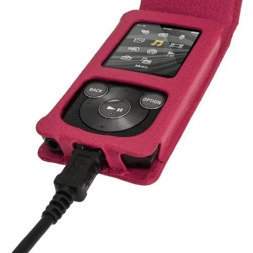 Igadgitz Pink Leather Case For Sony Walkman Nwz-E384 With Detachable ...
