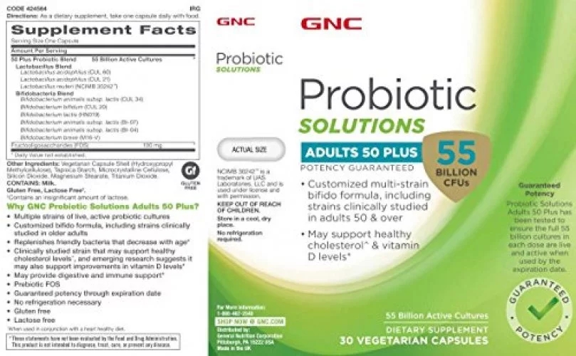 Gnc Probiotic Solutions Adults | Customized Vegetarian Formula For Adults 50+, Supports ...