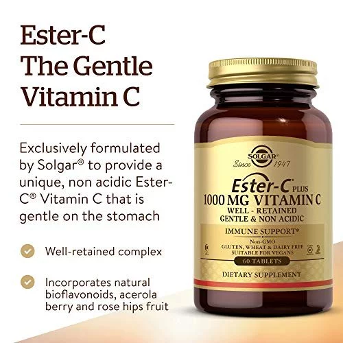 Solgar Ester-C Plus 1000 Mg Vitamin C (Ascorbate Complex), 60 Tablets ...