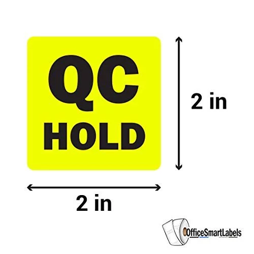 QC Hold Stickers - 2 x 2 Inch Square Fluorescent Yellow Color Coding QC ...
