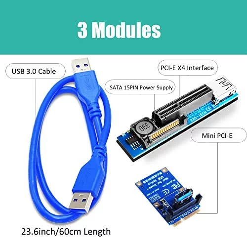 GLOTRENDS Mini PCIe Extension Cable (23.6 Inch/60cm), Mini PCI-E to PCI ...