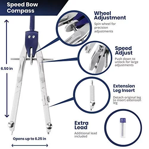 Pacific Arc Quick Speed Bow Compass With Extension Bar, Universal ...