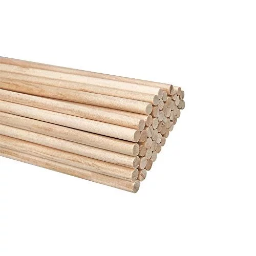 Long Wood Dowel Rods Unfinished Natural Wood Craft Dowel Sticks 50 Pack ...