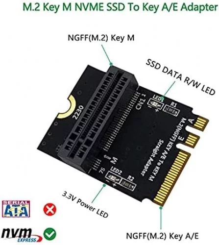 Connectors M.2 NGFF nvme SSD to M.2 Key A/E Adapter Vertical ...