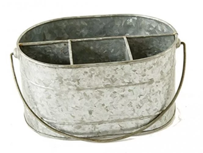 Creative Co-Op Farmhouse Galvanized Metal Storage Caddy With 4 ...