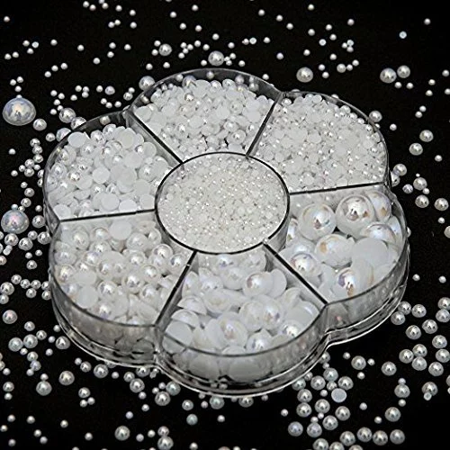 Approx 5600pcs Mixed Size DIY Half Pearl Bead Flat Back Plastic Craft ...