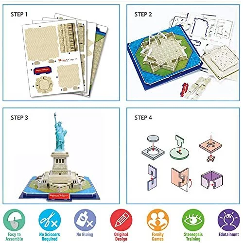 3D Puzzle Statue Of Liberty - Diy Architecture Building Model Kit ...