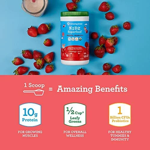 Amazing Grass Kidz Superfood: Vegan Protein & Probiotics For Kids With ...