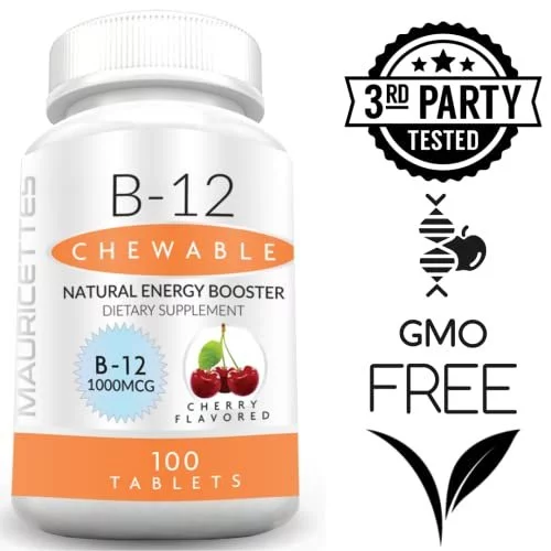 Mauricettes Chewable Vegan Vitamin B12 Sublingual Methylcobalamin B12 ...